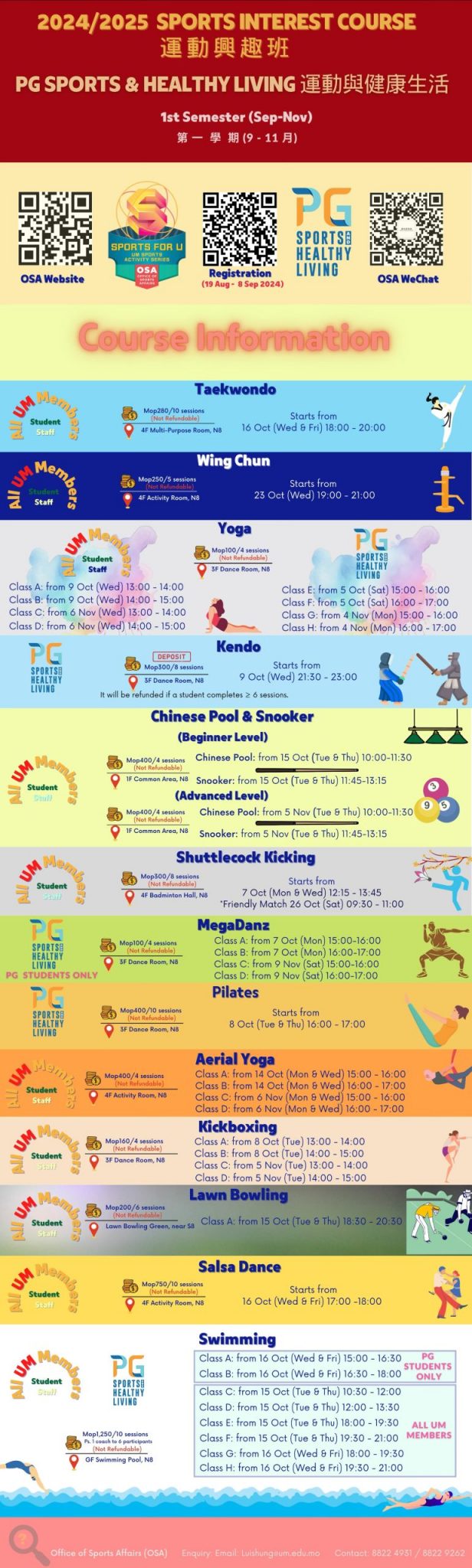 Sports Interest Courses for 1st Semester of 2024/2025 (Application ...